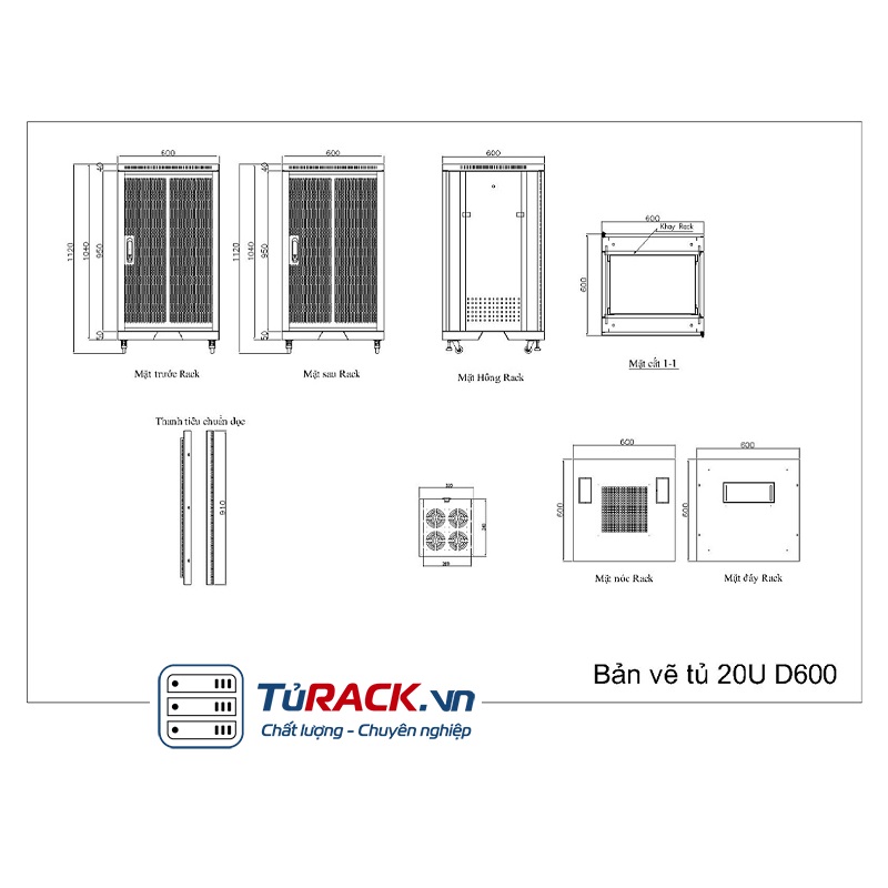 Tủ rack 19 inch 20U UNR-20UD600 mẫu mới
